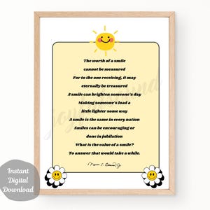 Cheerful Smileys Printable Poem Encouraging Christian DIGITAL DOWNLOAD ...
