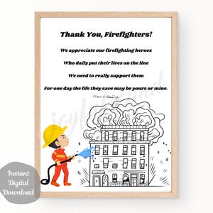 USA Printable Poem Thanks Firefighter Hero Encouraging DIGITAL DOWNLOAD ...
