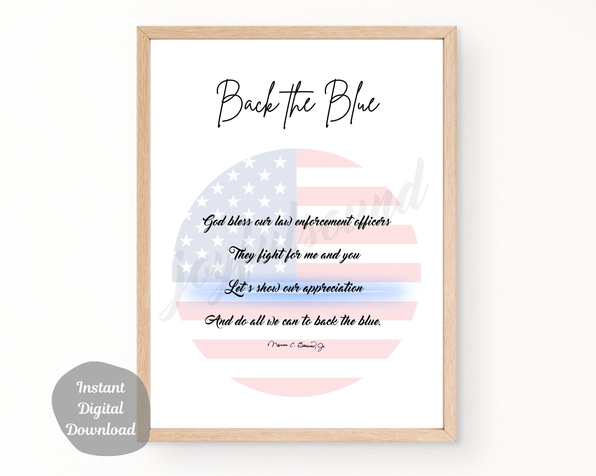 USA Printable Poem Thanks Police Heros Encouraging DIGITAL DOWNLOAD ...
