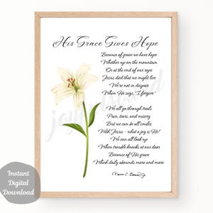 Printable Poem Encouraging Grace Christian Lily Flowers DIGITAL ...
