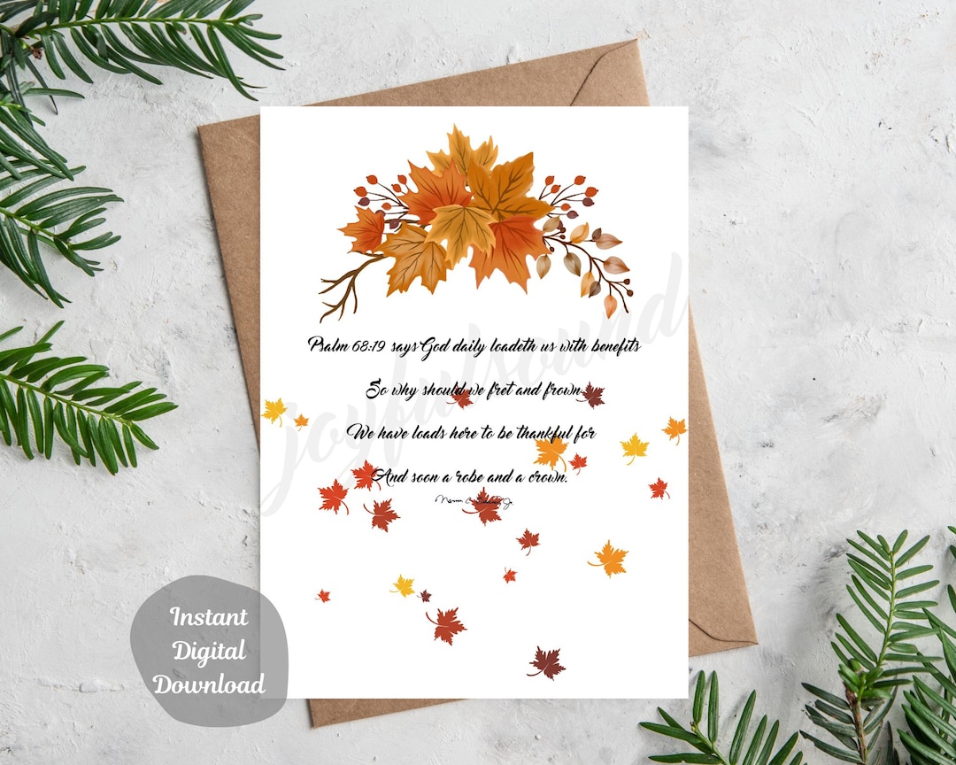 Encouraging Christian Printable Poem Card Leaves Thankful Fall ...