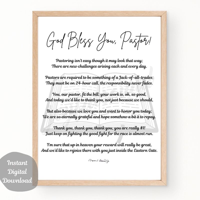 Pastor Appreciation Poem - Etsy