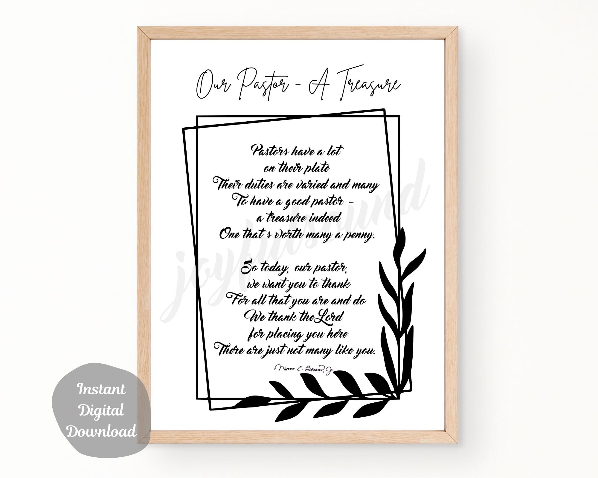 Pastor Appreciation Poem, Minister Gift, Pastor Present, Pastor Thank ...