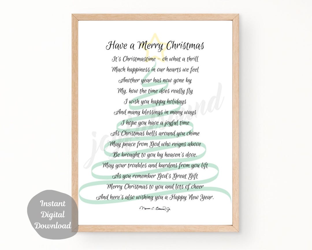 Christmas Printable Poem Christian Tree Religious DIGITAL DOWNLOAD ...