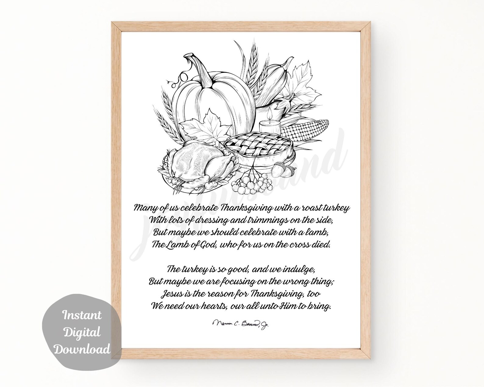 Thankful Printable Poem Thanksgiving Turkey Fall Pumpkin Christian ...