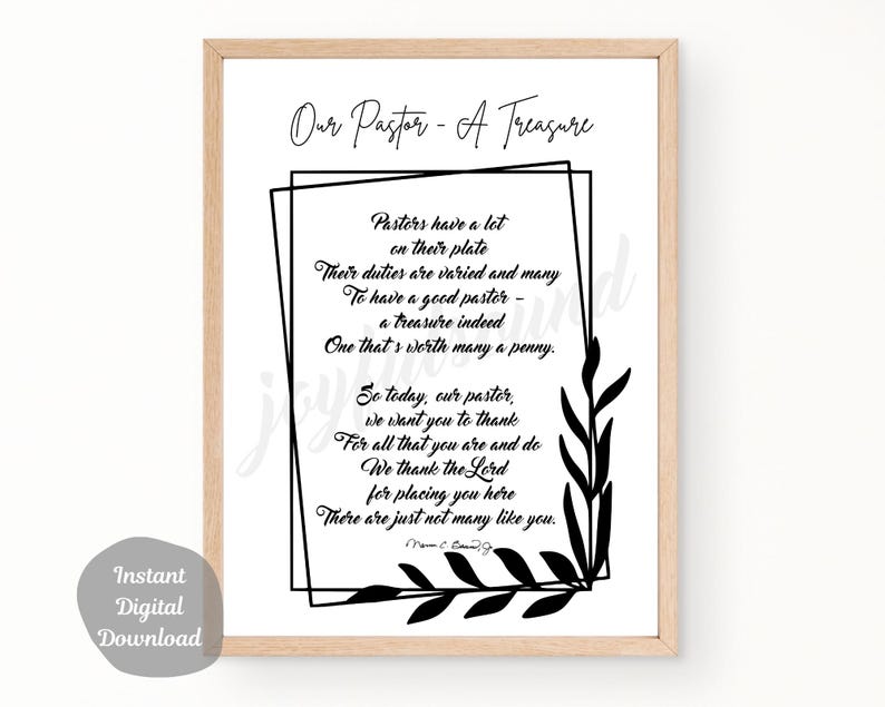 Pastor Appreciation Poem, Minister Gift, Pastor Present, Pastor Thank ...