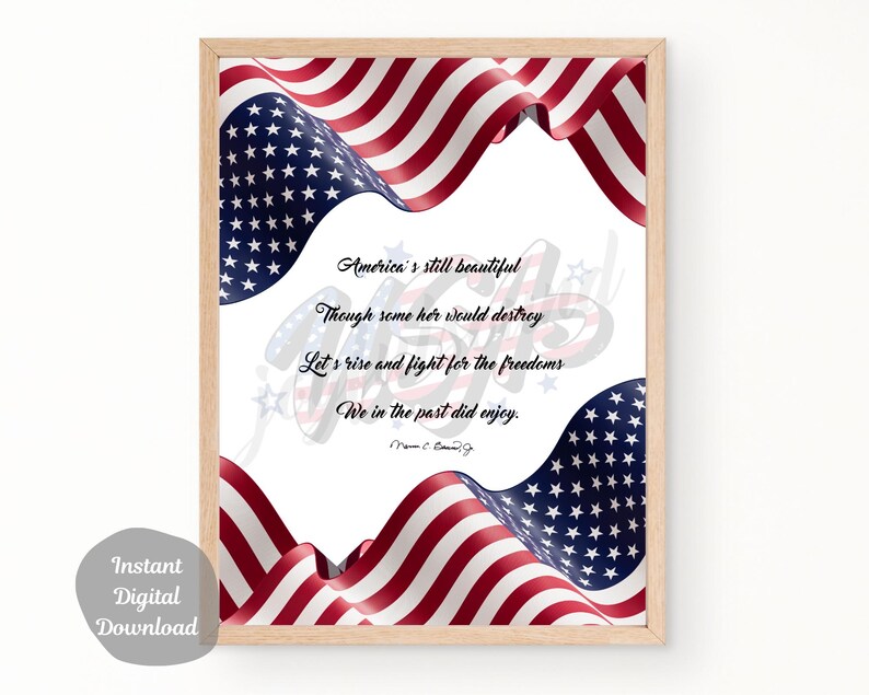 USA Printable Poem Thanks America Heros Memorial Day Flag Veterans Day ...