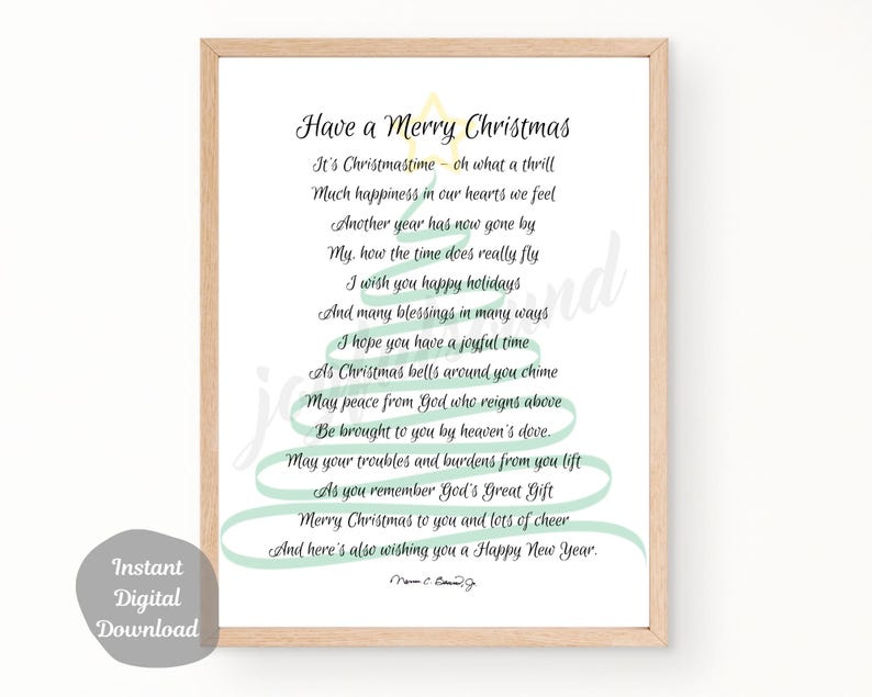Christmas Printable Poem Christian Tree Religious DIGITAL DOWNLOAD ...