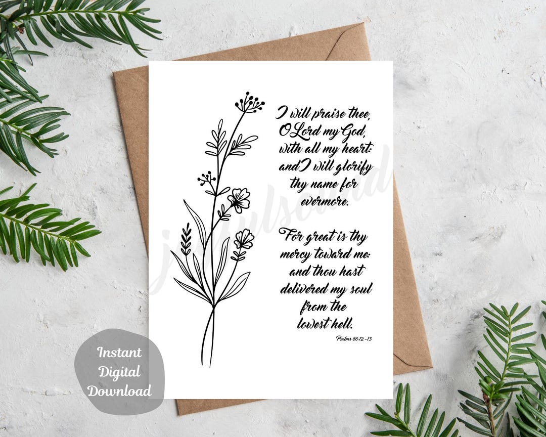 Inspirational Printable Scripture Card Thanks Christian DIGITAL ...