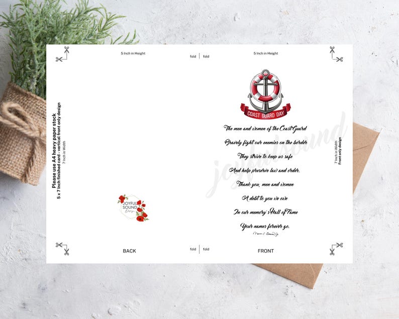 Armed Forces Printable Poem Card Coast Guard USA Thank Hero Encouraging ...
