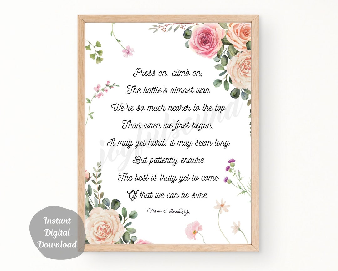 Encouraging Christian Printable Poem Floral Watercolor DIGITAL DOWNLOAD ...