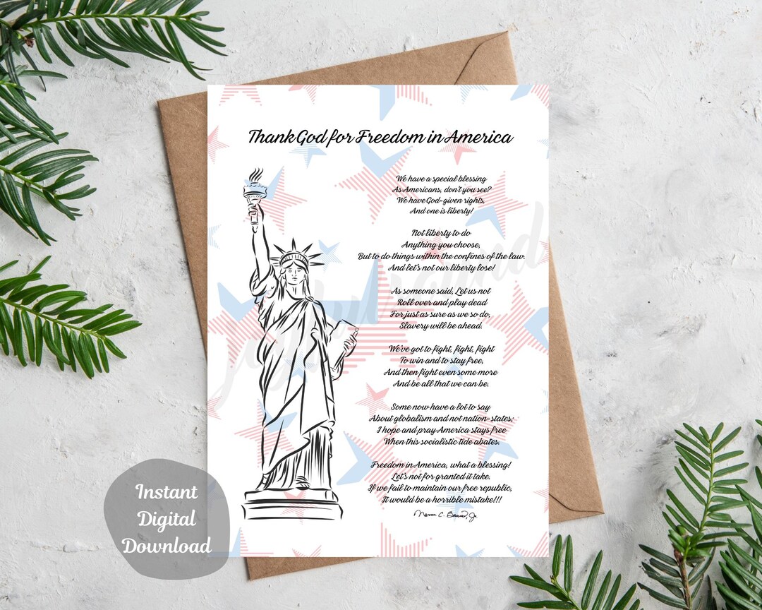 America Printable Poem Card Heros USA Thanks Memorial Day Veterans Day ...