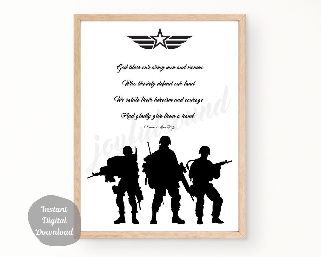 Armed Forces Printable Poem Army Veteran Heroes Thanks Encouraging USA ...