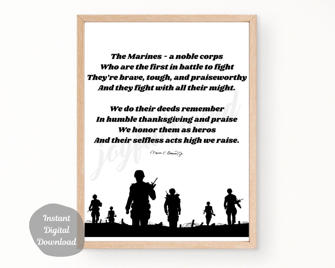 Armed Forces Printable Poem Thanks Marines Veteran Heros Encouraging ...