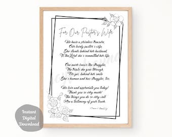 Pastor's Wife First Lady Personalized Appreciation Name Poem Gift Thank ...