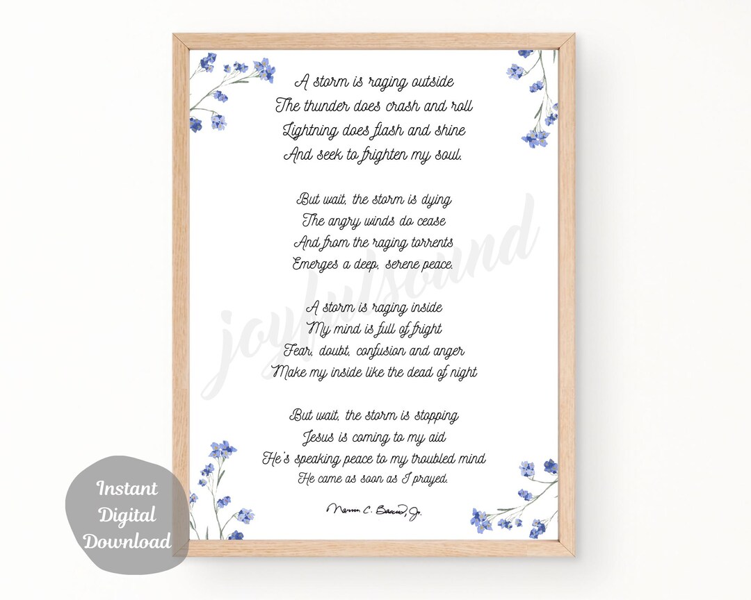 Printable Poem Encouraging Christian Forget Me Not Flowers DIGITAL ...