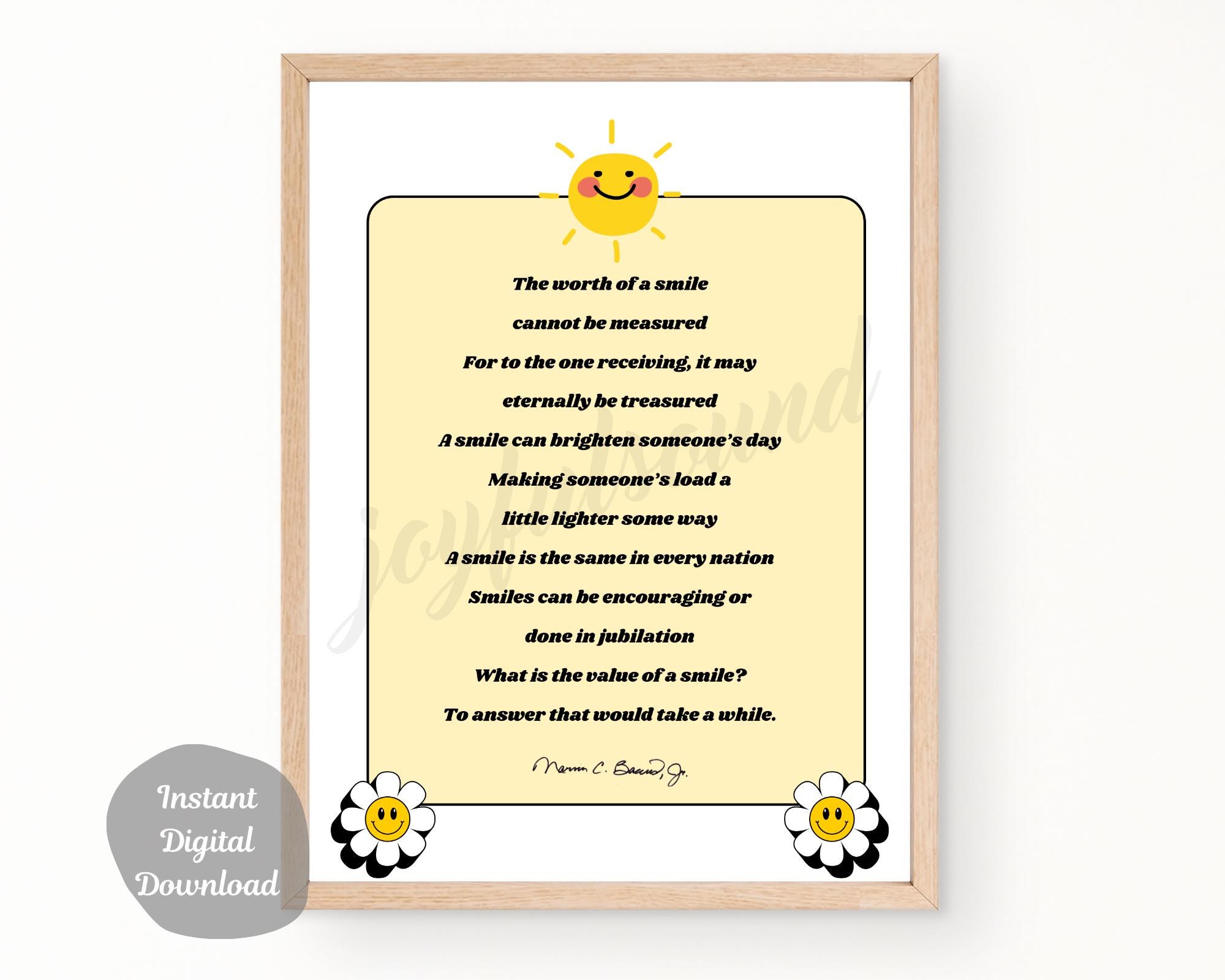 Cheerful Smileys Printable Poem Encouraging Christian DIGITAL DOWNLOAD ...