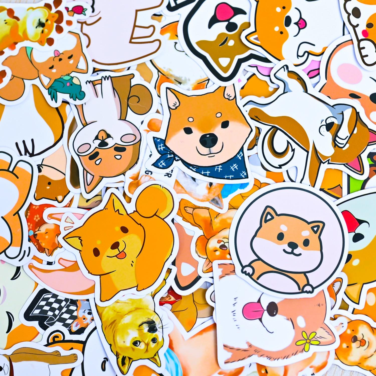 50 Random Shiba Inu Vinyl Stickers Pack - Cute Dog Stickers for Water ...