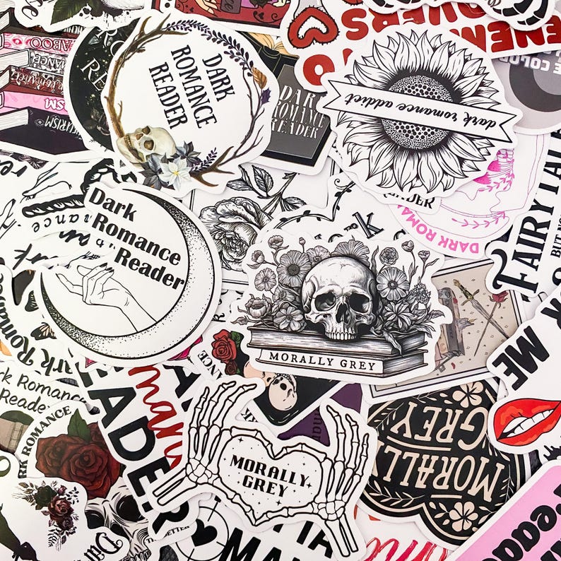 50pcs Gothic Stickers, Dark Romance Addict, Dark Aesthetic, Skull ...