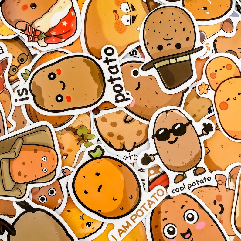 50pcs Kawaii Potato Stickers, Cute Vinyl Stickers, Funny Waterproof ...