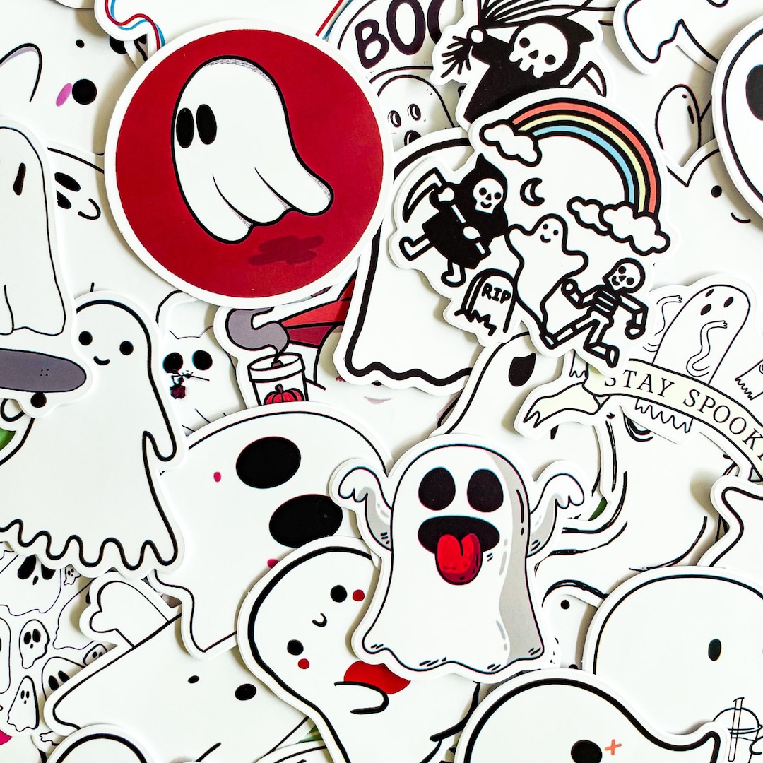 100pcs Cute Ghost Stickers, Cute Kawaii Spooky Sticker Pack, Unique ...