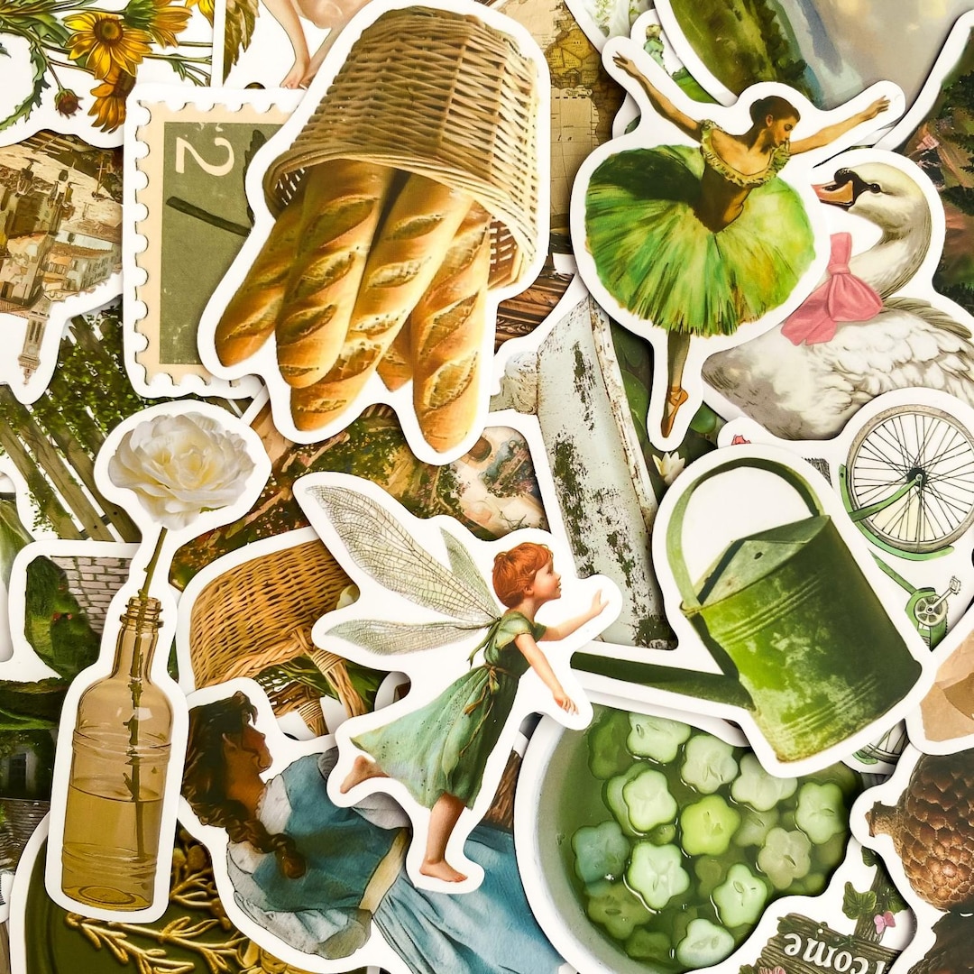 100pcs Retro Aesthetic Stickers, Botanical Vinyl, Forestcore Stickers ...