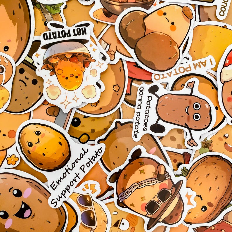 50pcs Kawaii Potato Stickers, Cute Vinyl Stickers, Funny Waterproof ...