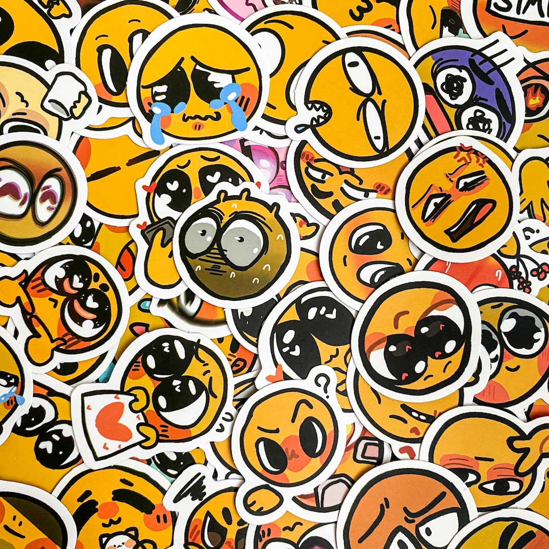 100pcs Emoji Face Stickers, Funny Yellow Expressions, Waterproof Laptop ...