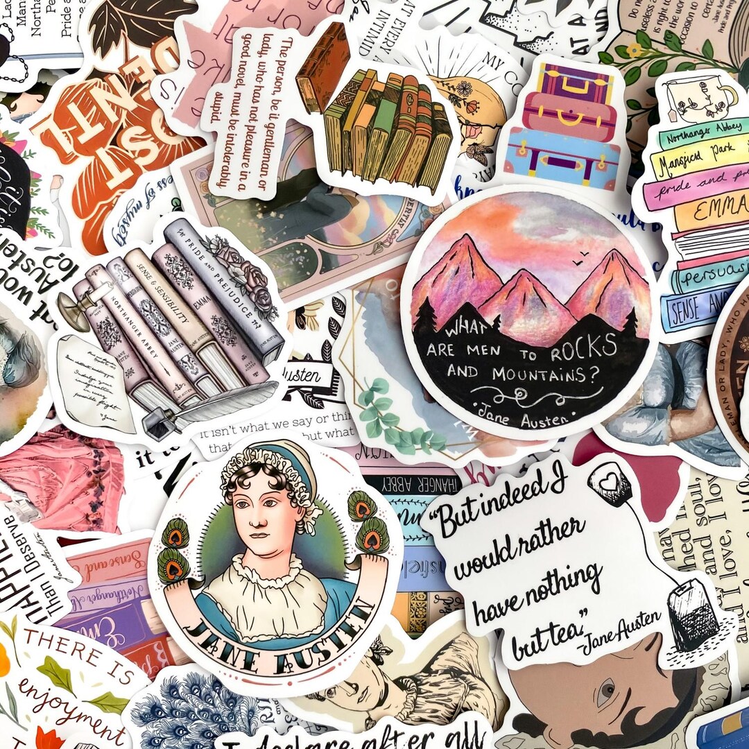 50pcs Jane Austen Literary Stickers, Vintage Book Stickers, Sense and ...