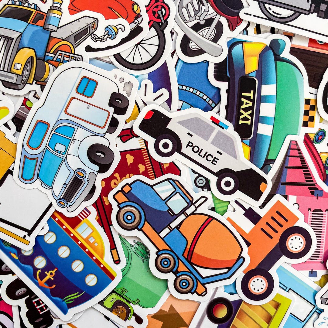 100pcs Transportation Stickers, Truck and Tractor Stickers, Vehicle ...