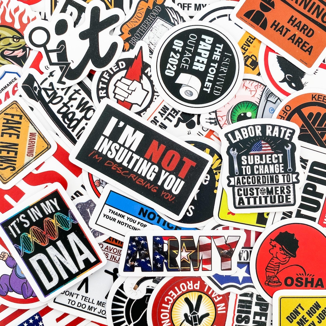 100pcs Hard Hat Sticker Pack, Work Funny Stickers, Waterproof Stickers ...