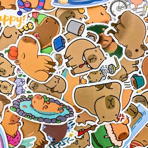 100pcs Capybara Stickers for Kids, Adorable Animal Stickers, Waterproof ...