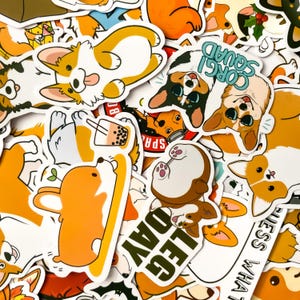 100pcs Kawaii Corgi Stickers, Adorable Waterproof Corgi Puppy Stickers ...