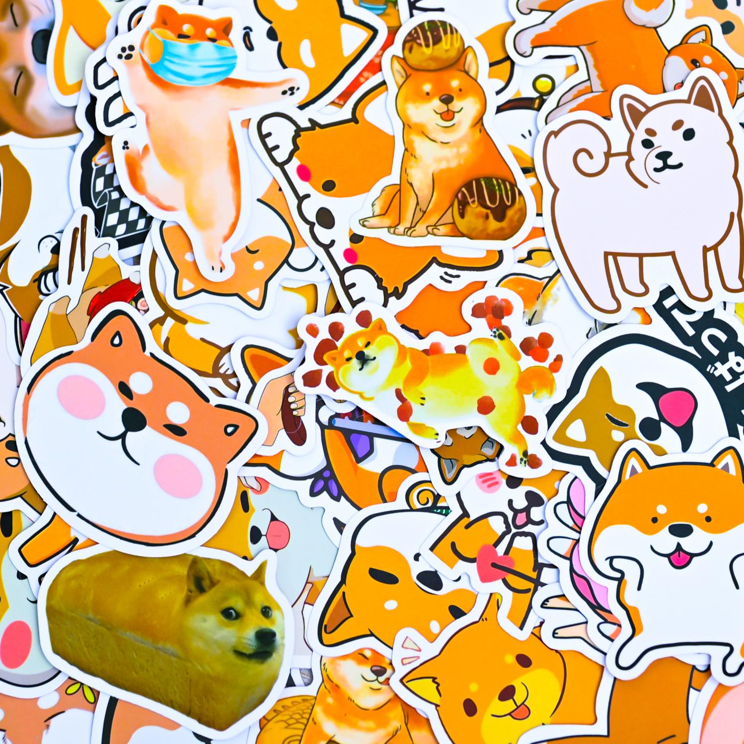 50 Random Shiba Inu Vinyl Stickers Pack - Cute Dog Stickers for Water ...