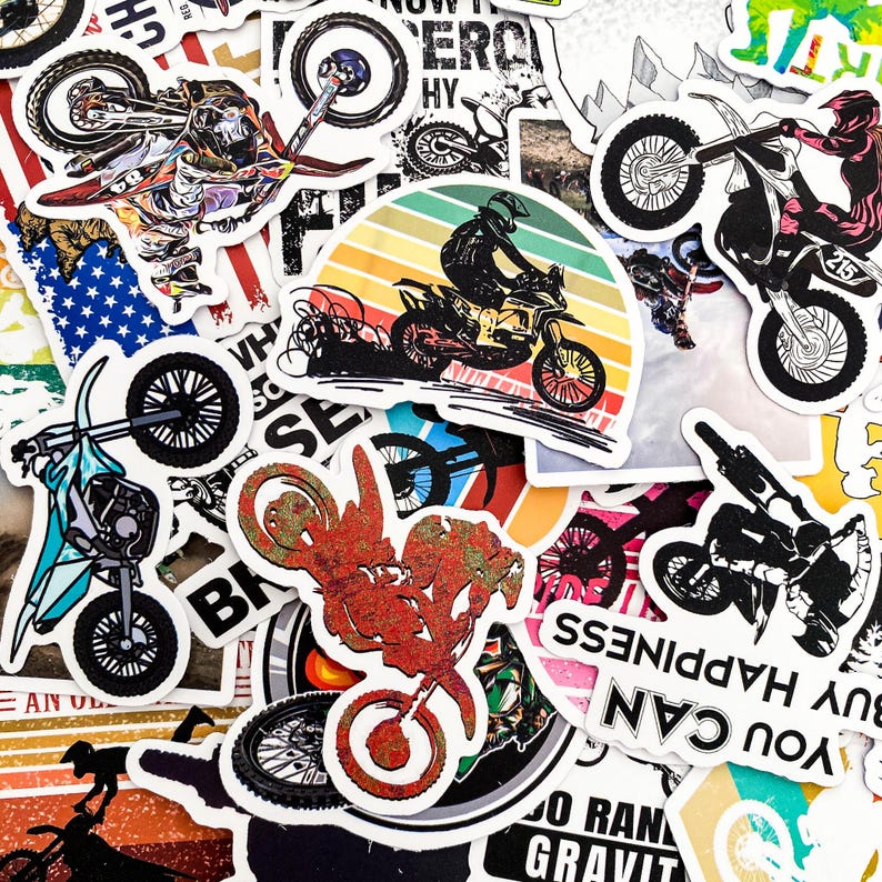 50pcs Motorcycle Stickers, Dirt Bike Helmet Decals, Waterproof ...