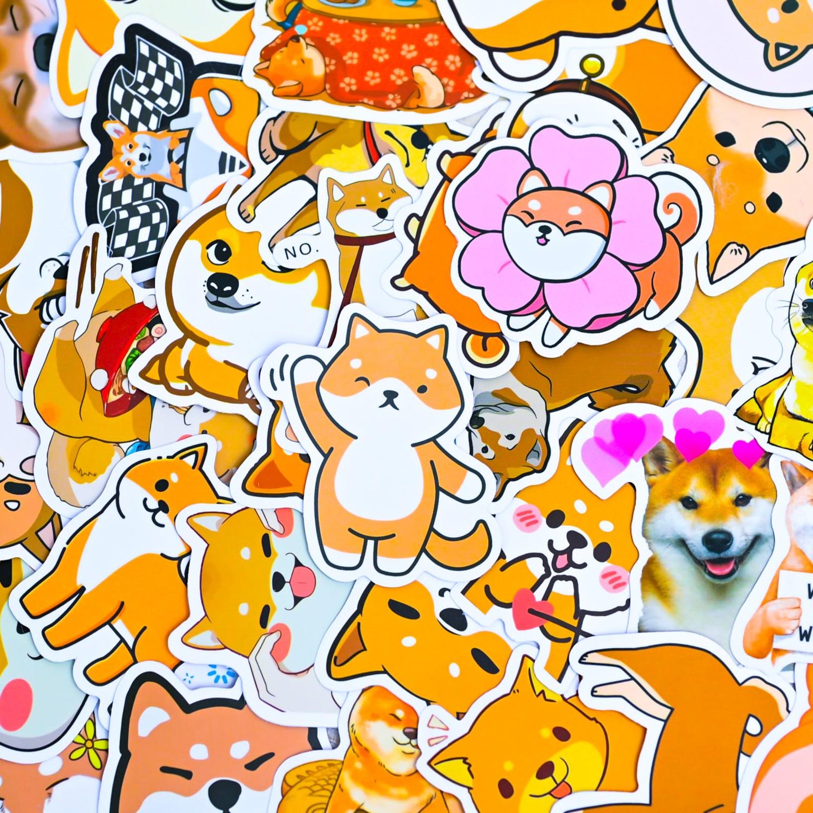 50 Random Shiba Inu Vinyl Stickers Pack - Cute Dog Stickers for Water ...