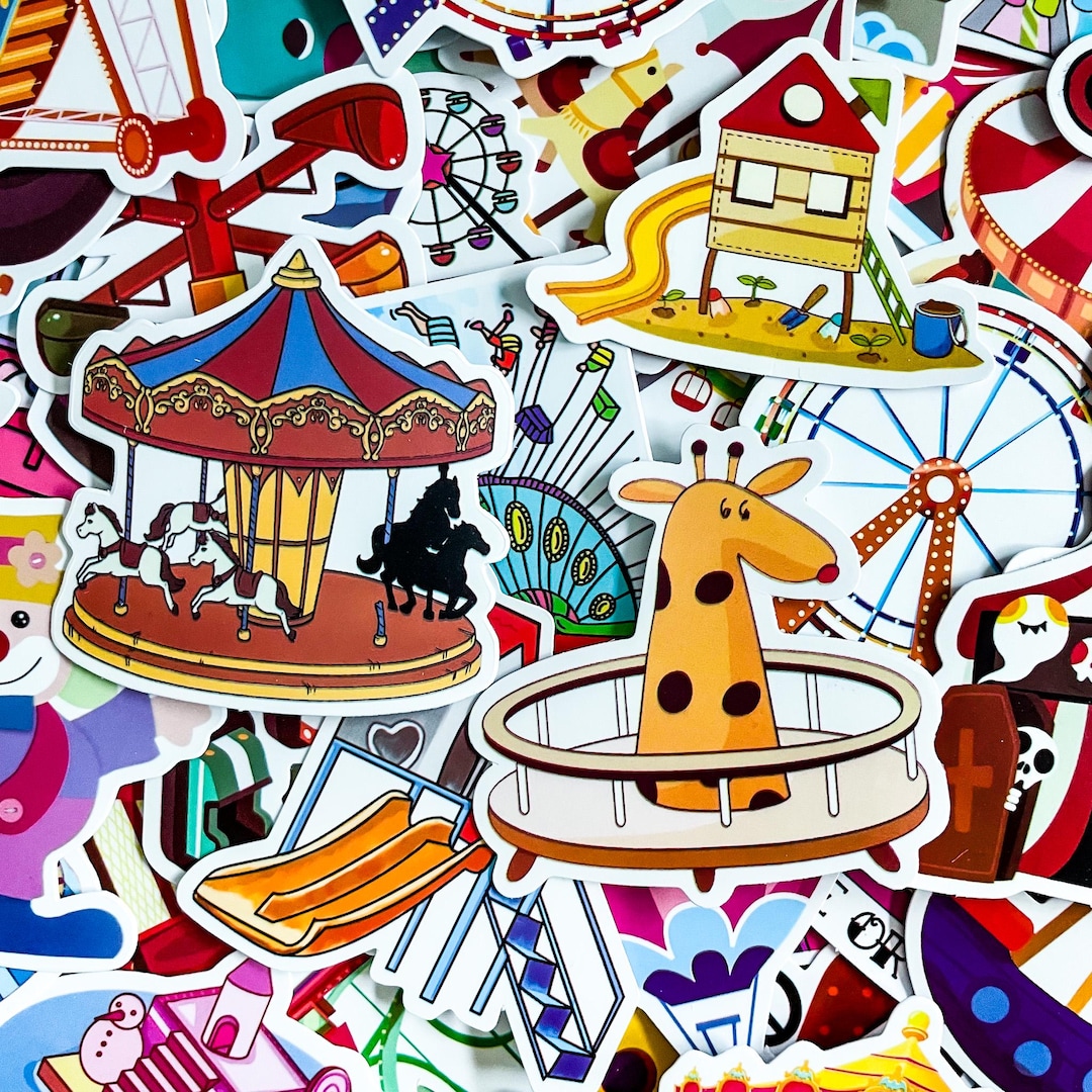 100pcs Carnival Stickers, Amusement Park Stickers, Funny Stickers for ...