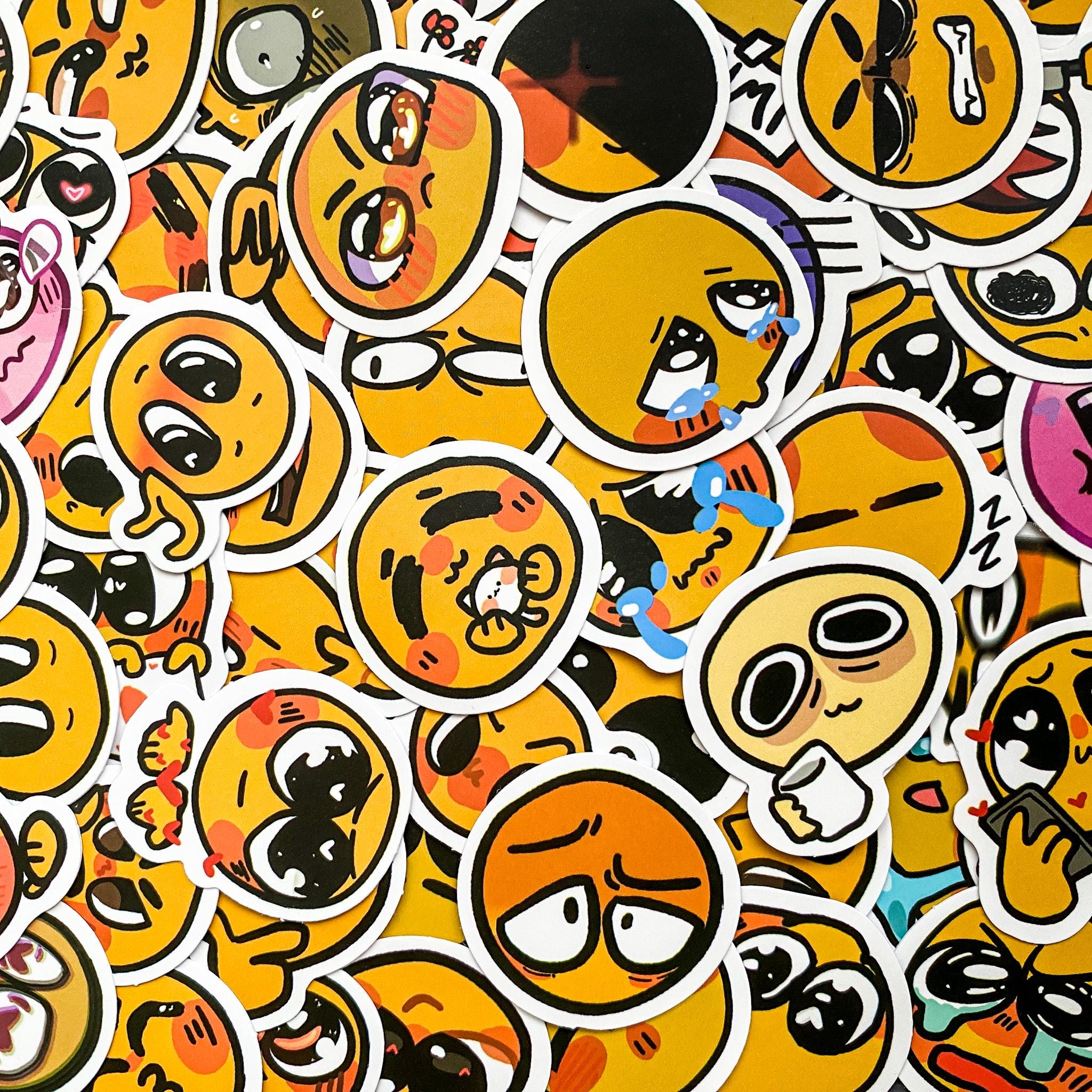 50pcs Emoji Face Stickers, Funny Yellow Expressions, Waterproof Laptop ...