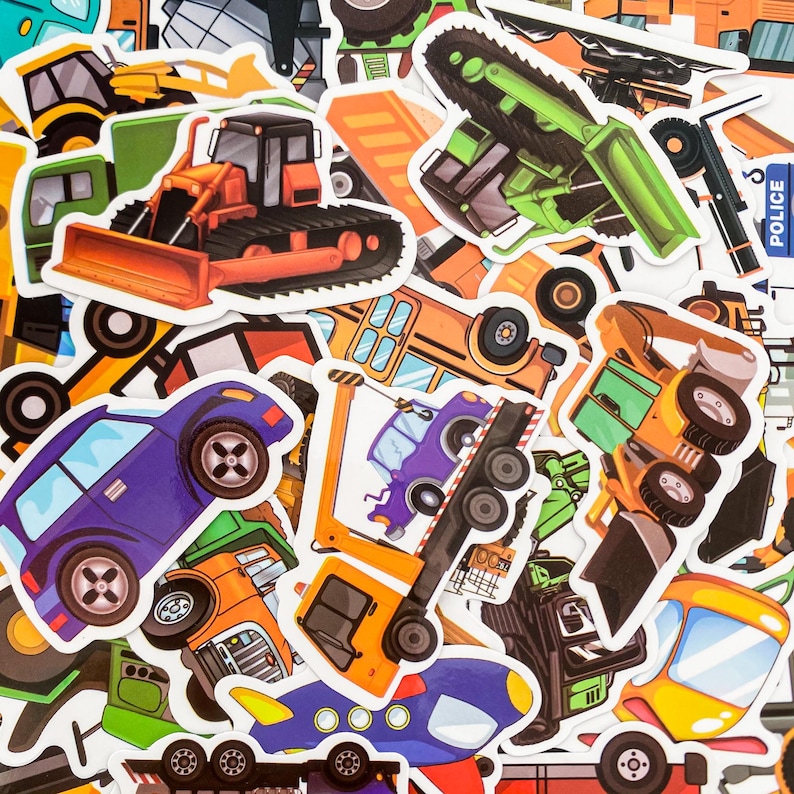 50pcs Kids Transportation Stickers Pack, Fun Learning Vehicle Stickers ...