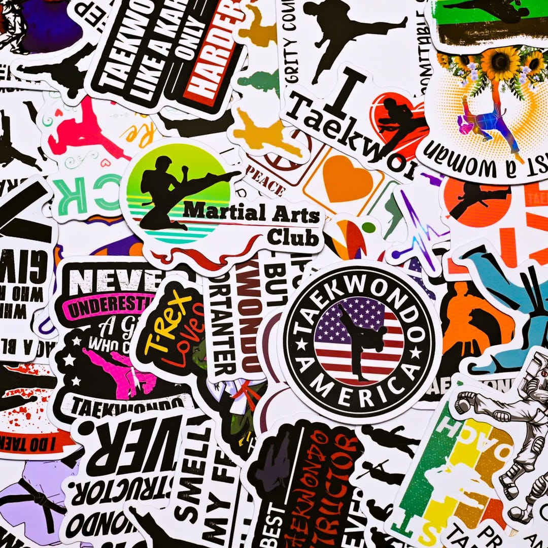 100 Random Taekwondo Vinyl Stickers, Taekwondo Waterproof Stickers for ...