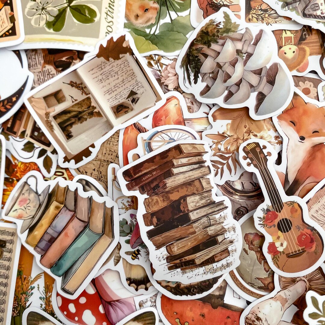 100pcs Aesthetic Stickers, Retro Fairy Stickers, Boho Stickers, Nature ...