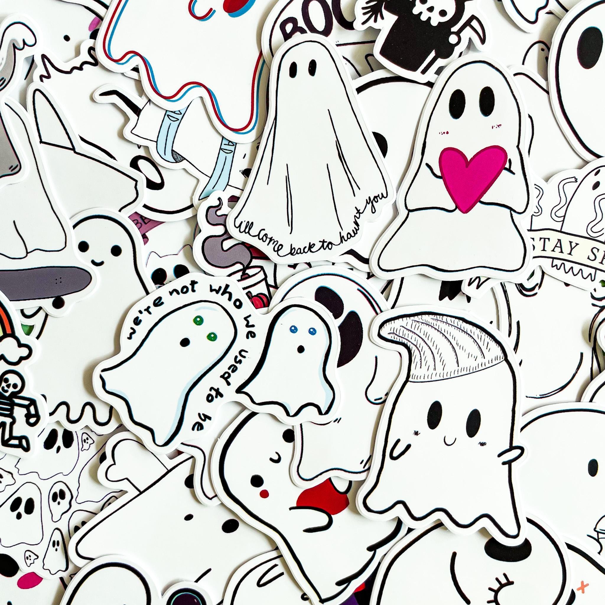50pcs Cute Ghost Stickers, Cute Kawaii Spooky Sticker Pack, Unique ...