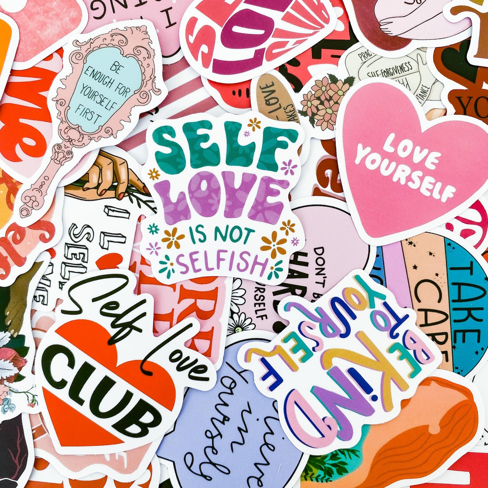 50pcs Self Love & Self Care Sticker Pack, Positivity Stickers, Floral ...
