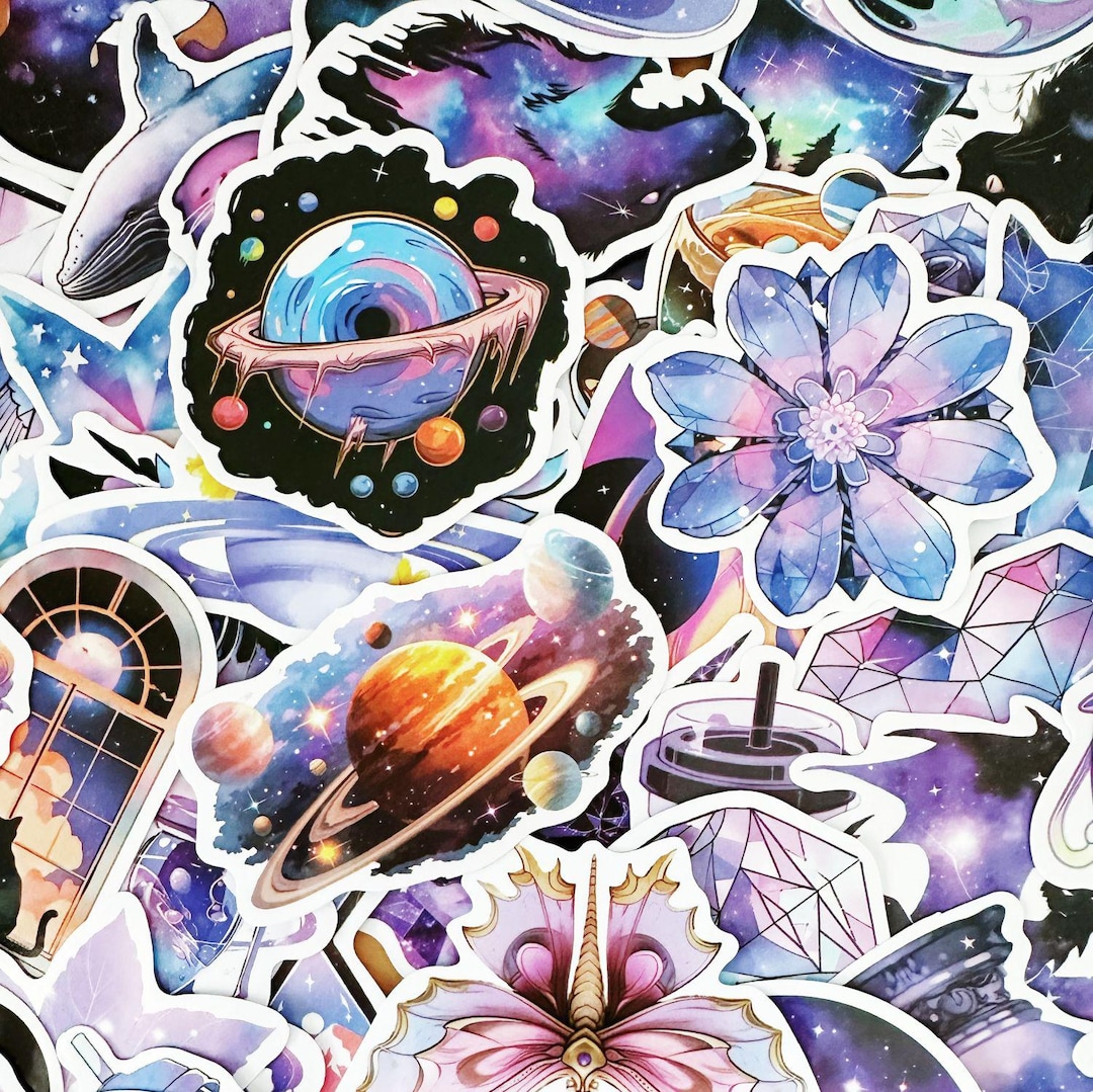 50pcs Galaxy Vinyl Stickers | Space Aesthetic Stickers for Journaling ...