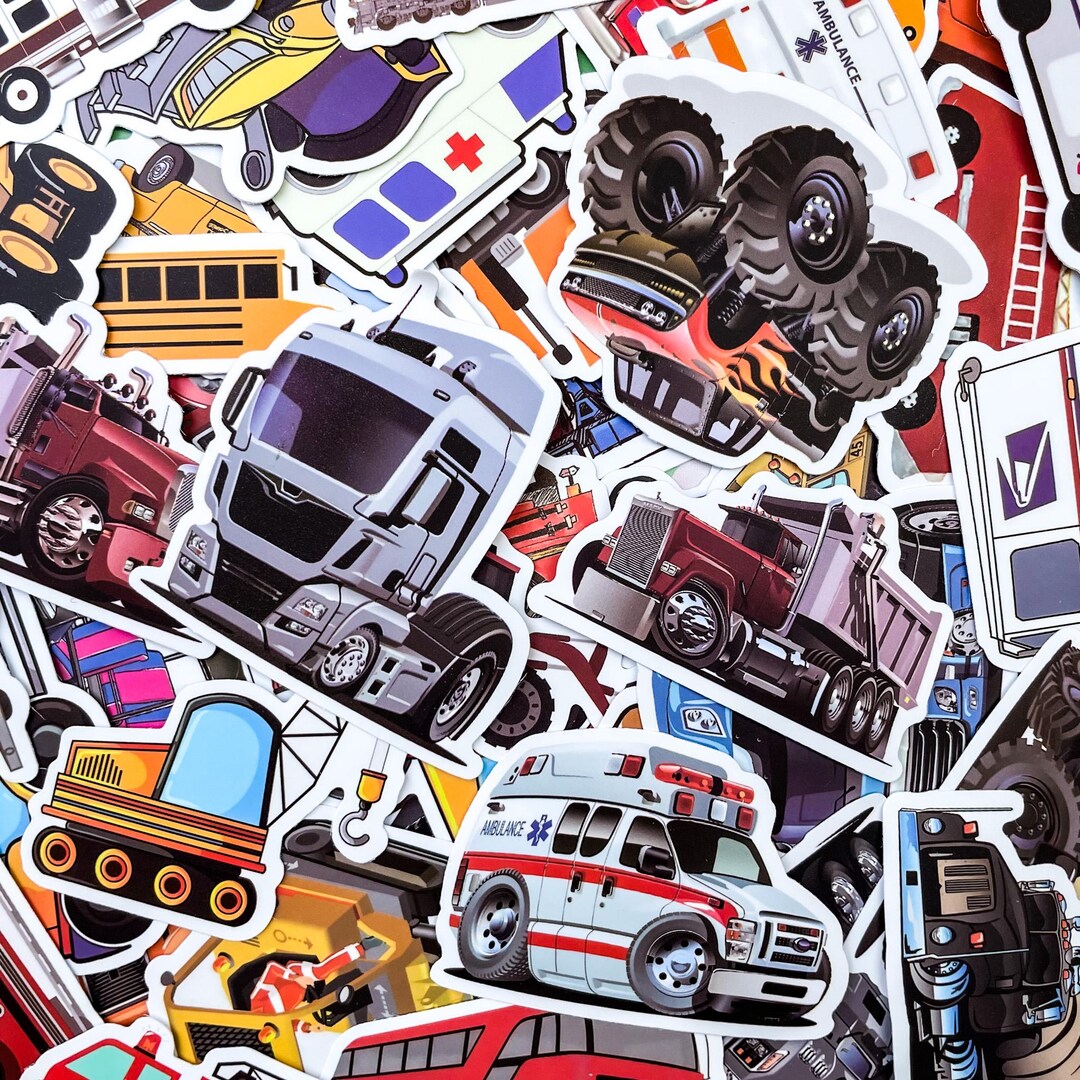 100pcs Truck Stickers Pack, Transportation & Machinery Stickers, Fun ...