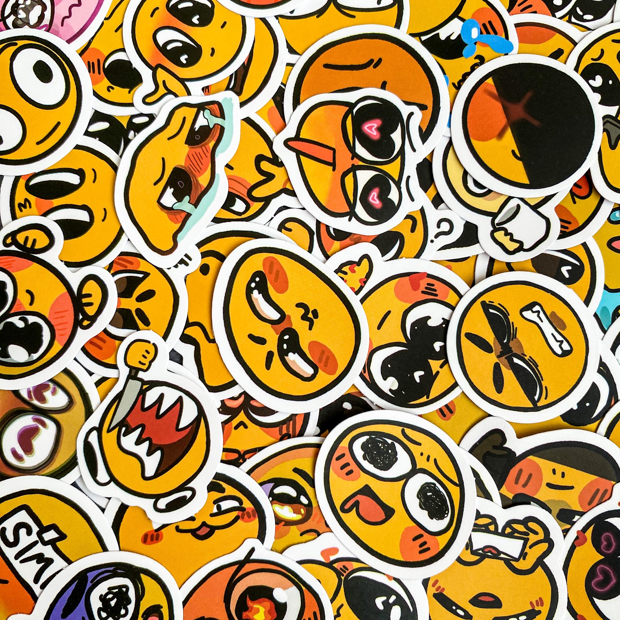 50pcs Emoji Face Stickers, Funny Yellow Expressions, Waterproof Laptop ...