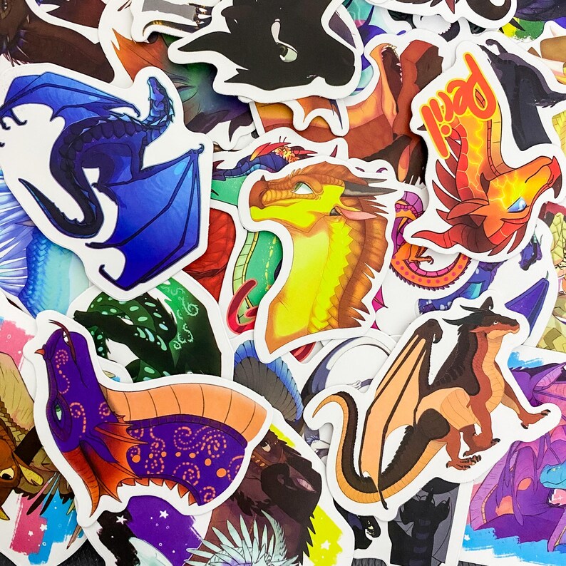 50pcs Dragon Stickers Pack, Fantasy Dragon Stickers, Die Cut Stickers ...