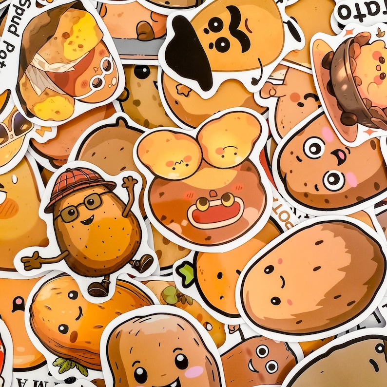 50pcs Kawaii Potato Stickers, Cute Vinyl Stickers, Funny Waterproof ...