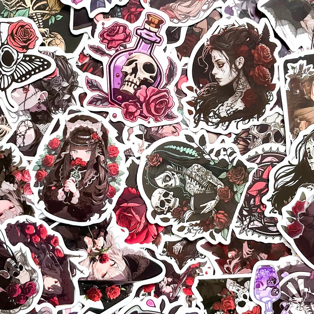 100pcs Aesthetic Journal Stickers, Gothic Fantasy Anime Stickers ...