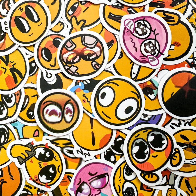 50pcs Emoji Face Stickers, Funny Yellow Expressions, Waterproof Laptop ...